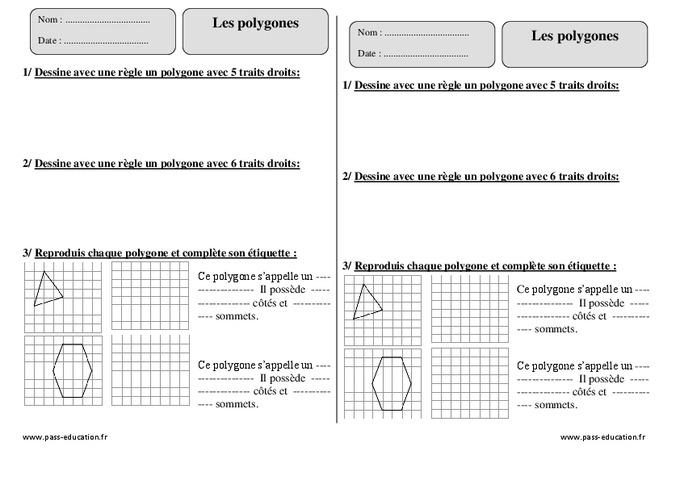 Polygones – Ce2 – Exercices à imprimer - Pass Education
