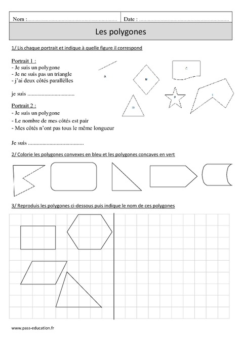 Polygones – Cm1 – Révisions avec correction - Pass Education