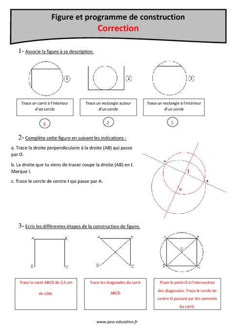 Figure et programme de construction - Cm1 - Exercices corrigés - Pass ...