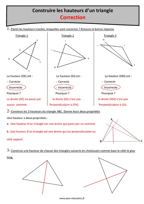 Triangle - Construire les hauteurs - Cm2 - Exercices à imprimer - Pass ...
