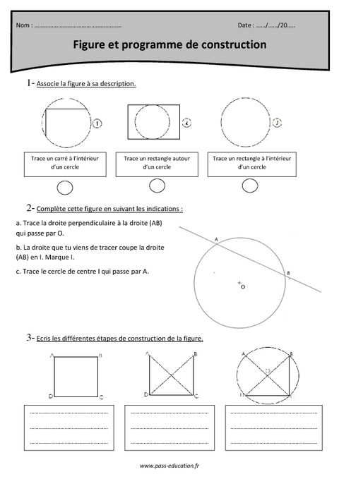 Figure et programme de construction - Cm1 - Exercices corrigés - Pass ...