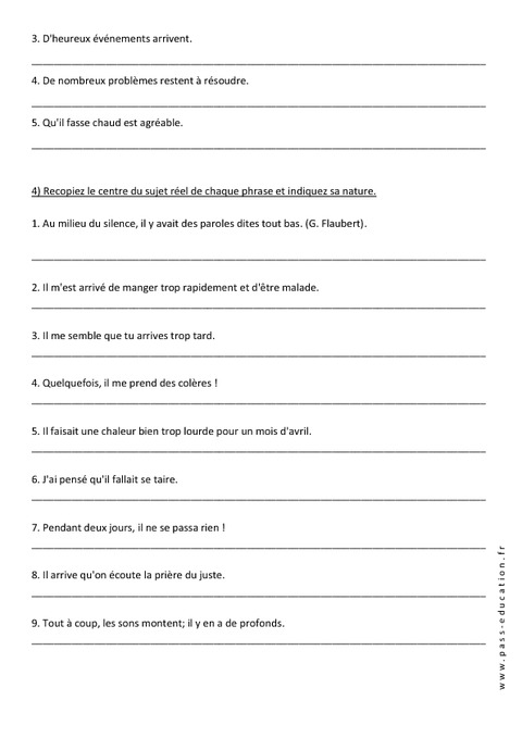 La forme impersonnelle - 4ème - Exercices avec correction - Pass Education