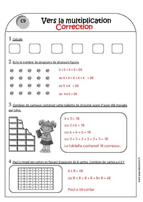 Vers la multiplication - Ce1 - Exercices à imprimer - Pass Education