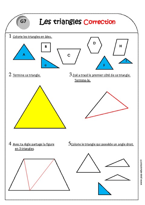 Triangle - Ce1 - Exercices à imprimer - Pass Education