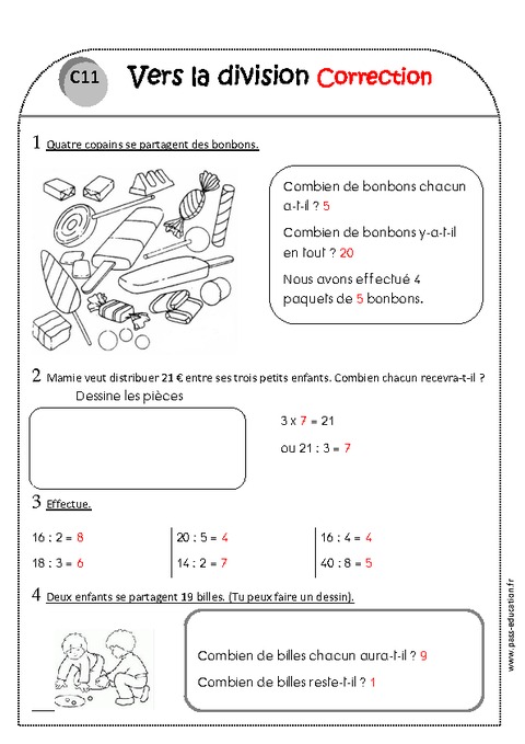 Vers la division - Ce1 - Exercices à imprimer - Pass Education