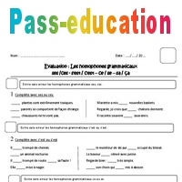 ses, ces - s'est, c'est - ce, se - sa, ça – Cm1 – Evaluation ...