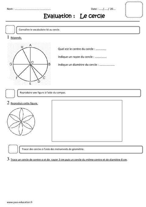 Cercle – Ce2 – Evaluation - Pass Education