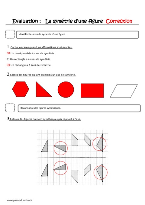 Symétrie - Ce2 - Evaluation - Pass Education