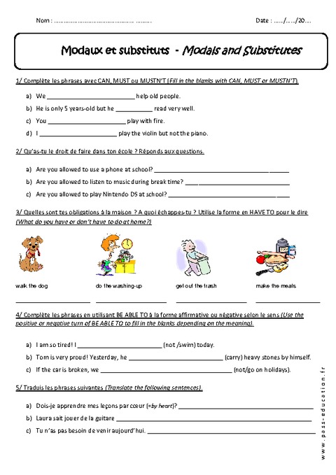 Modaux et substituts - 5ème - Révisions - Anglais - Pass Education