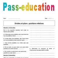 Position relative de droites et plans - 2nde - Exercices - PDF à imprimer