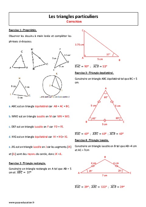 Triangle rectangle, isocèle, équilatéral - 6ème - Exercices à imprimer ...