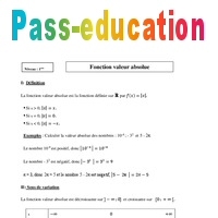 Fonction valeur absolue - Première - Cours - PDF à imprimer