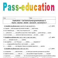 Homonymes grammaticaux - 6ème - Contrôle avec le corrigé - Cycle 3 ...