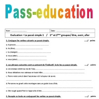 Passé simple - 6ème - Contrôle avec correction - 1er et 2ème groupes ...