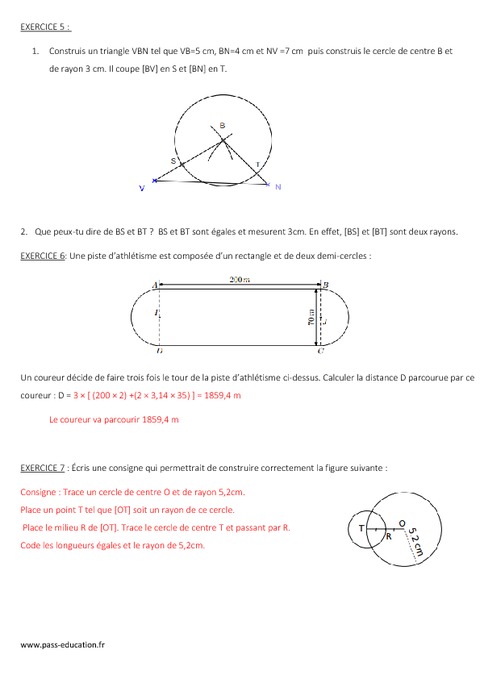 Périmètres et Cercles - 6ème - Evaluation - Pass Education