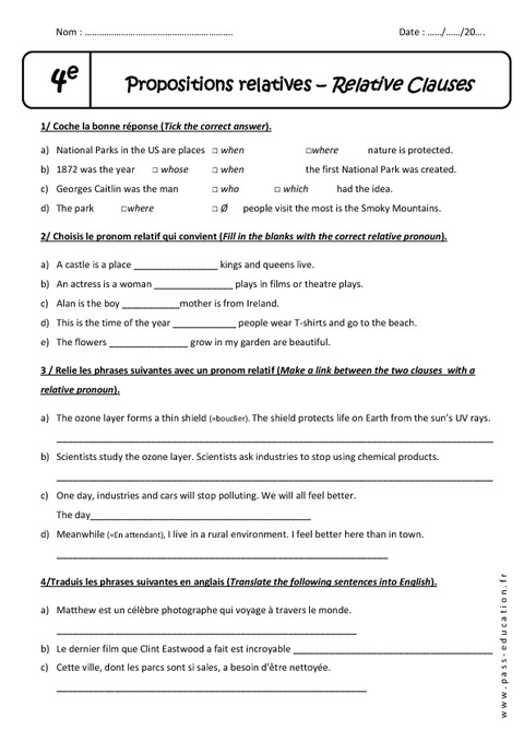 Propositions subordonnées relatives complexifiées - Pronoms relatifs ...