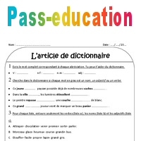 Dictionnaire - Ce2 - Exercices corrigés sur l'article - Cycle 2 - PDF à ...