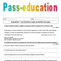 Fonctions sujet et attribut du sujet - 5ème - Evaluation - Cycle 4 ...