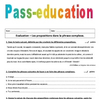 Propositions dans la phrase complexe - 5ème - Evaluation - Cycle 4 - PDF à imprimer
