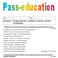 Antithèses, oxymores, chiasmes et hyperboles - 4ème - Evaluation - Cycle 4 - PDF à imprimer