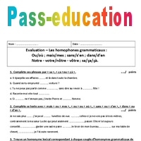 Homophones grammaticaux - 5ème - Evaluation - Bilan - Cycle 4 - PDF à ...