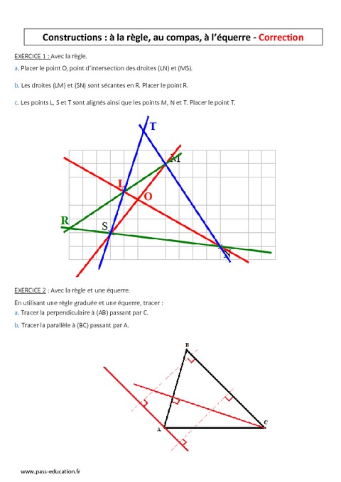 Constructions à la règle, compas, équerre - 6ème - Contrôle - Pass ...