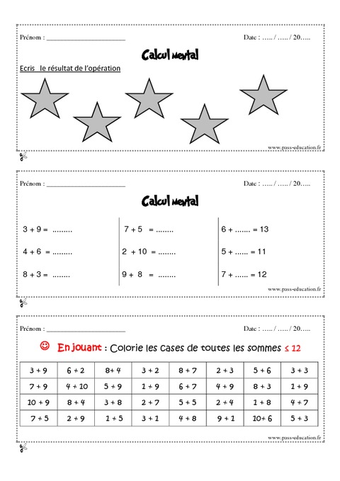 Calcul mental - Cm1 - Exercices et bilan - Semaine 1 à 4 - Pass Education