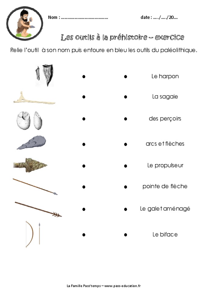 Les outils à la préhistoire - Ce2 - Cm1 - Exercices - Paléolithique ...