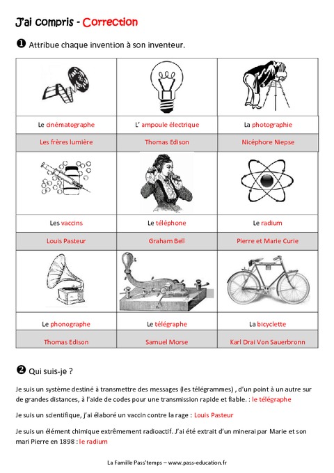 Progrès scientifiques et techniques au XIXe siècle - Cm2 - Exercices ...