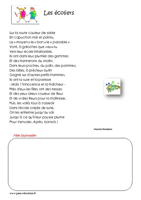 Les écoliers - Cm2 - Poésie - Pass Education