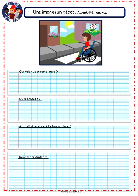 Respect du handicap et accessibilité - Cm1 - Cm2 - 1 image 1 débat ...