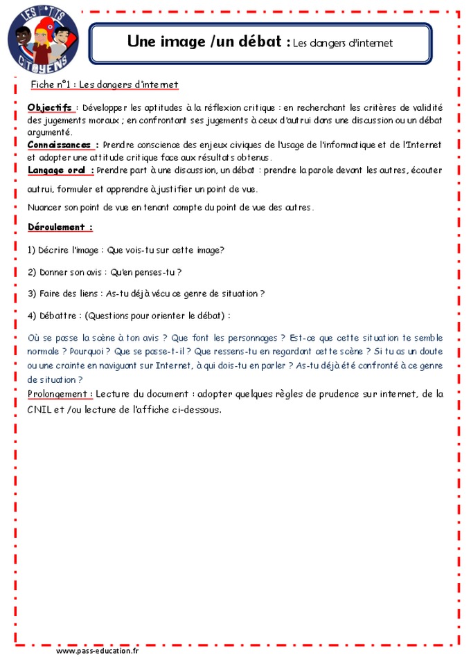 Dangers d'internet - Cm1 - Cm2 - 1 image 1 débat - Les p'tits citoyens ...