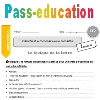 Identifier et connaître le lexique de la lettre - CE2 - Exercices ...