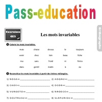 Les mots invariables- Ce2 - Exercices, révisions - Cycle 2 - PDF à imprimer
