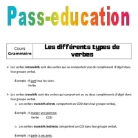 Les différents types de verbes – 5ème – Cours - Cycle 4 - PDF à imprimer