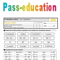 Les 4 opérations au Ce2 - Evaluation - Cycle 2 - PDF à imprimer