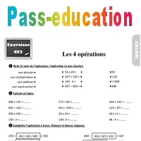 Les 4 opérations au Ce2 - Exercices - Cycle 2 - PDF à imprimer