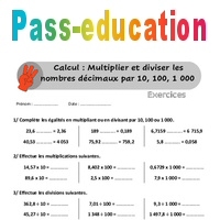 Multiplier et diviser les décimaux par 10, 100, 1000 - Exercices, révisions au Cm1 et Cm2 avec ...