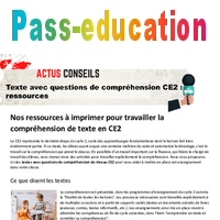 Texte avec questions de compréhension CE2 : ressources