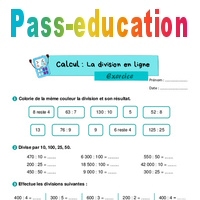 La division en ligne – Exercices de calcul pour le ce2 - Cycle 2 - PDF ...