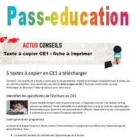 Texte à copier CE1 : fiche à imprimer