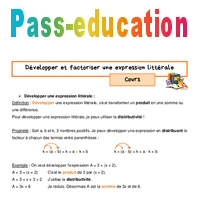 Développer et factoriser une expression littérale – 5ème – Cours - Cycle 4 - PDF à imprimer