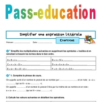 Simplifier une expression littérale – 5ème – Exercices avec les ...