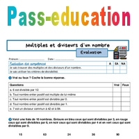 Multiples et diviseurs d’un nombre – 4ème – Evaluation avec la ...