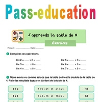 Apprendre la table de 8 au Ce1 – Exercices - Cycle 2 - PDF à imprimer