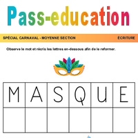 Masque - Ecriture - MS - Moyenne section - Maternelle - Cycle 1 - PDF à ...