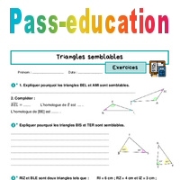 Triangles semblables – 3ème – Exercices avec les corrigés - Cycle 4 - PDF à imprimer