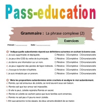 La phrase complexe (2) – 4ème – Exercices corrigés - Cycle 4 - PDF à imprimer