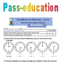 Lire les heures et les demi-heures - Ce1 - Evaluation - Cycle 2 - PDF à ...