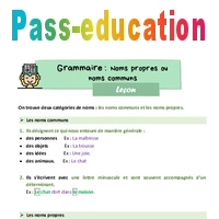 Les noms propres et noms communs - Ce1- Leçon - Cycle 2 - PDF à imprimer